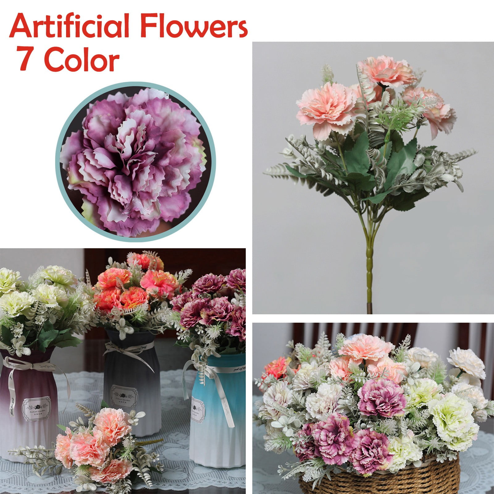 Artificial Flower Arrangement in Vase for Living Room Decor, Silk ...