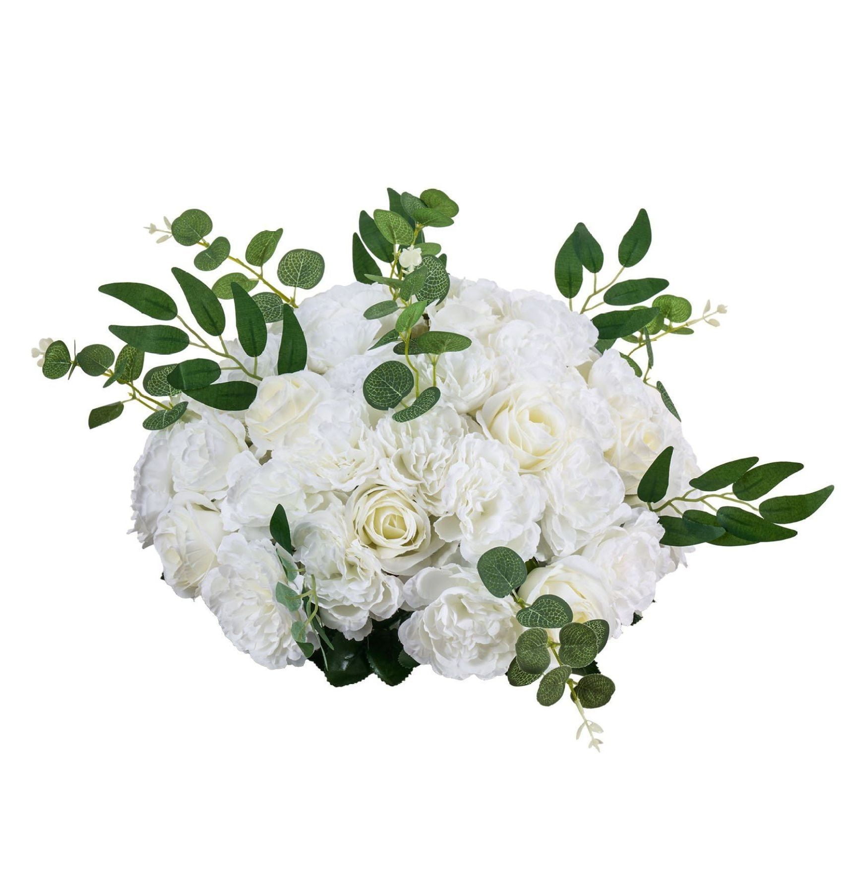 Artificial Flower Balls Bouquet 10 PCS, 17.7" White Rose Centerpieces ...