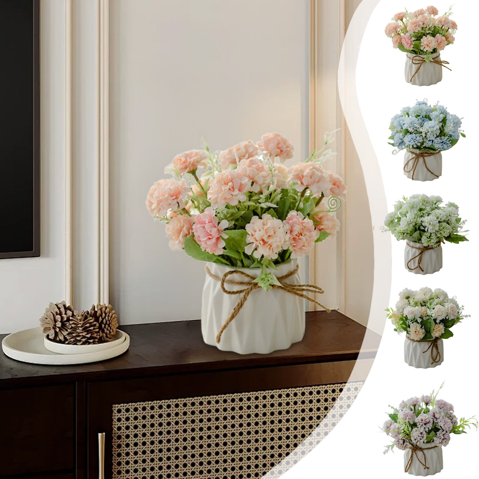 Artificial Flower Balls,Fake Silk Variety,Ceramic Vase Base,Home Party ...