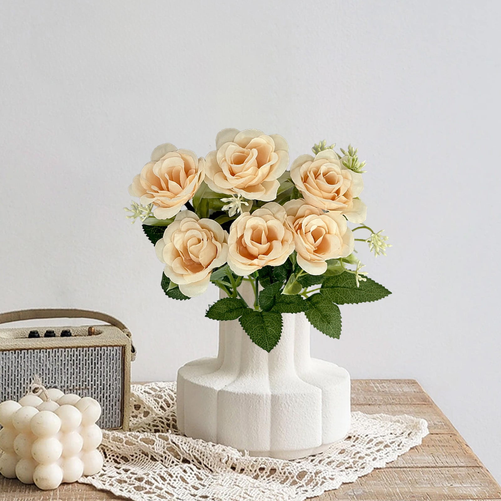 Artificial Flower Bouquet - 6 Stems Silk Fake Flowers for Mother's Day ...