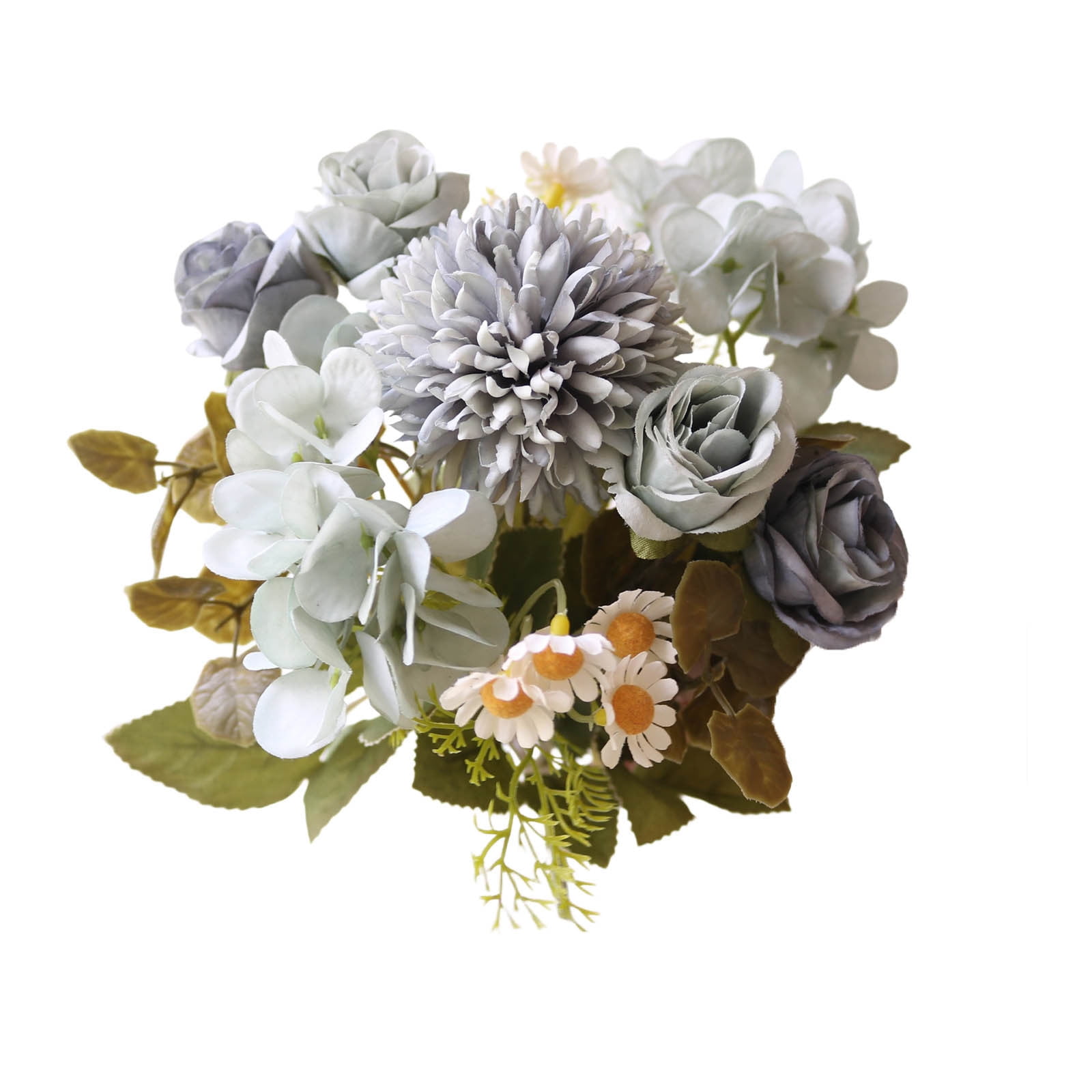 Artificial Flower Bouquet 7-Branch Hydrangea Rose Chamomile Fake ...