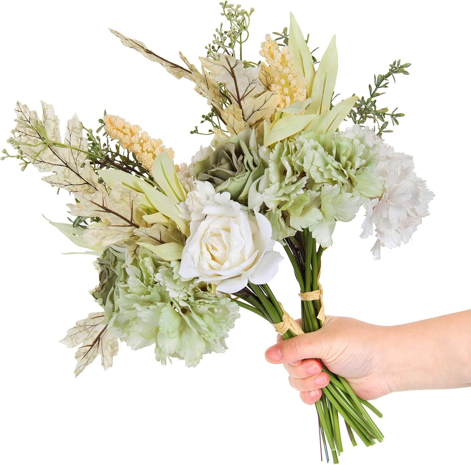 Artificial Flower Bouquet with Hydrangeas and Roses 2pcs 17 Inch ...