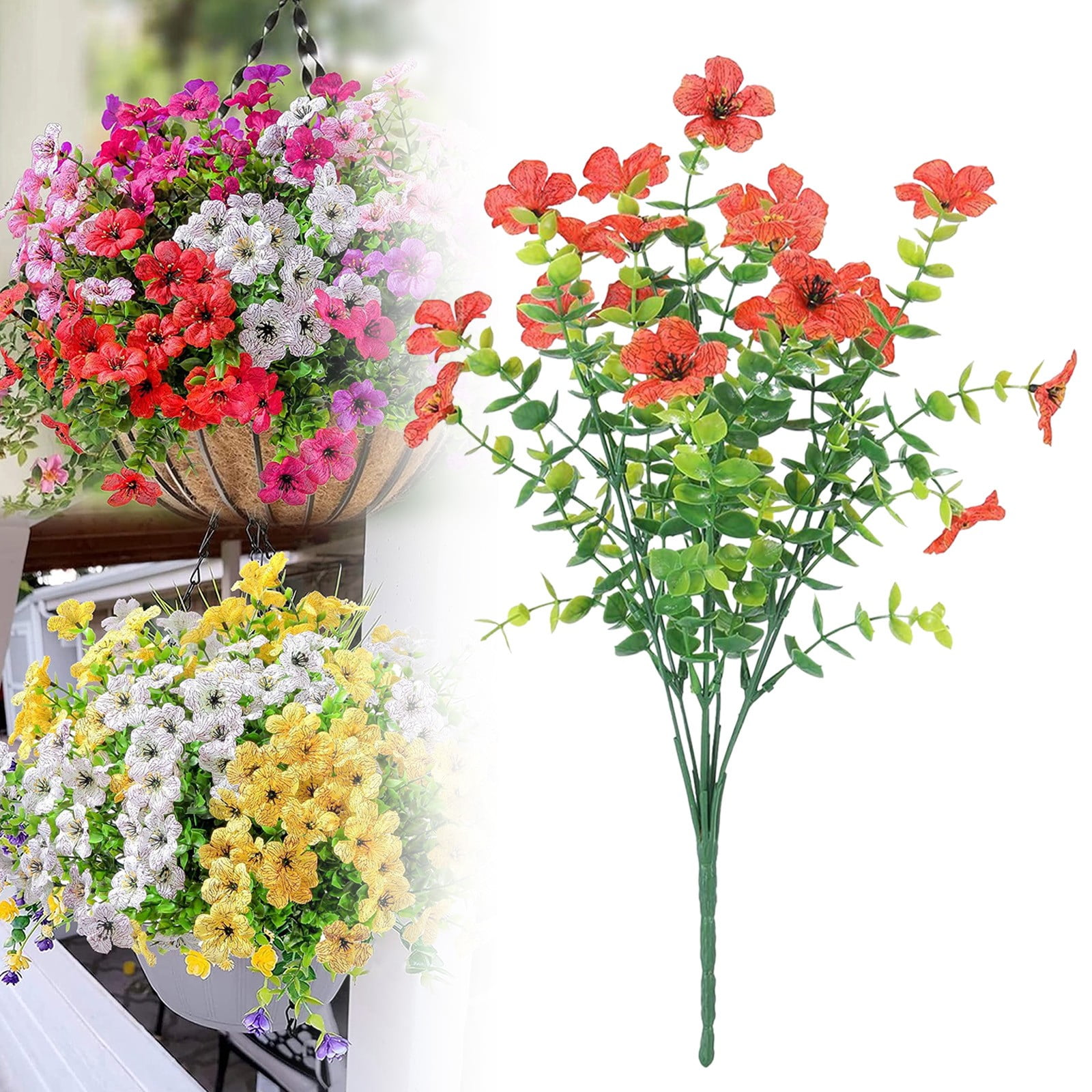 Artificial Flower Bouquet,Outdoor Indoor Decor 7 Bunch Artificial ...