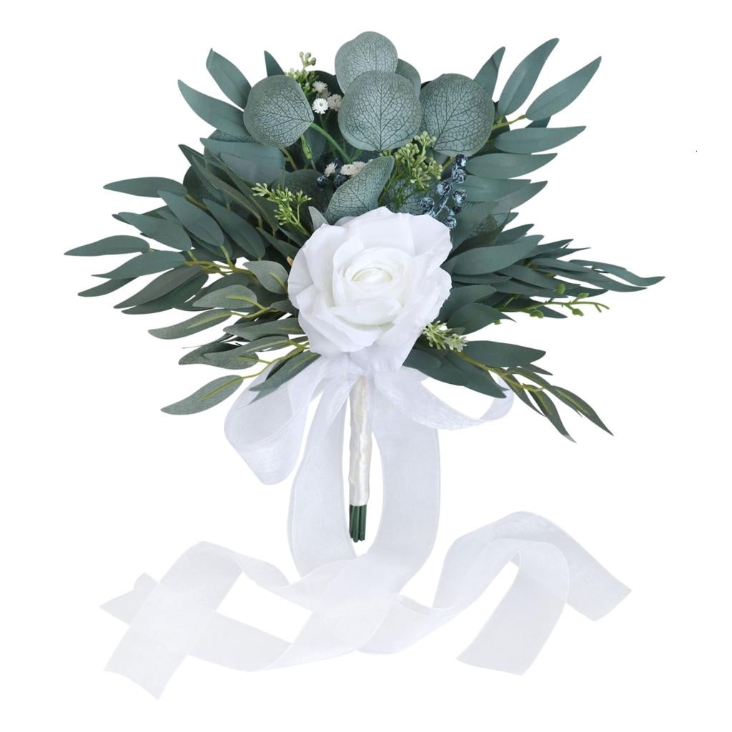 Artificial Flower Bouquet Simulation White Rose Handheld Flowers ...