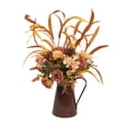 Artificial Flower Bouquets Artificial Leaf Plant in Metal Vase for ...
