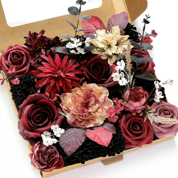 Artificial Flower Box Set Silk Fake Flowers DIY Center Cake Decoration ...