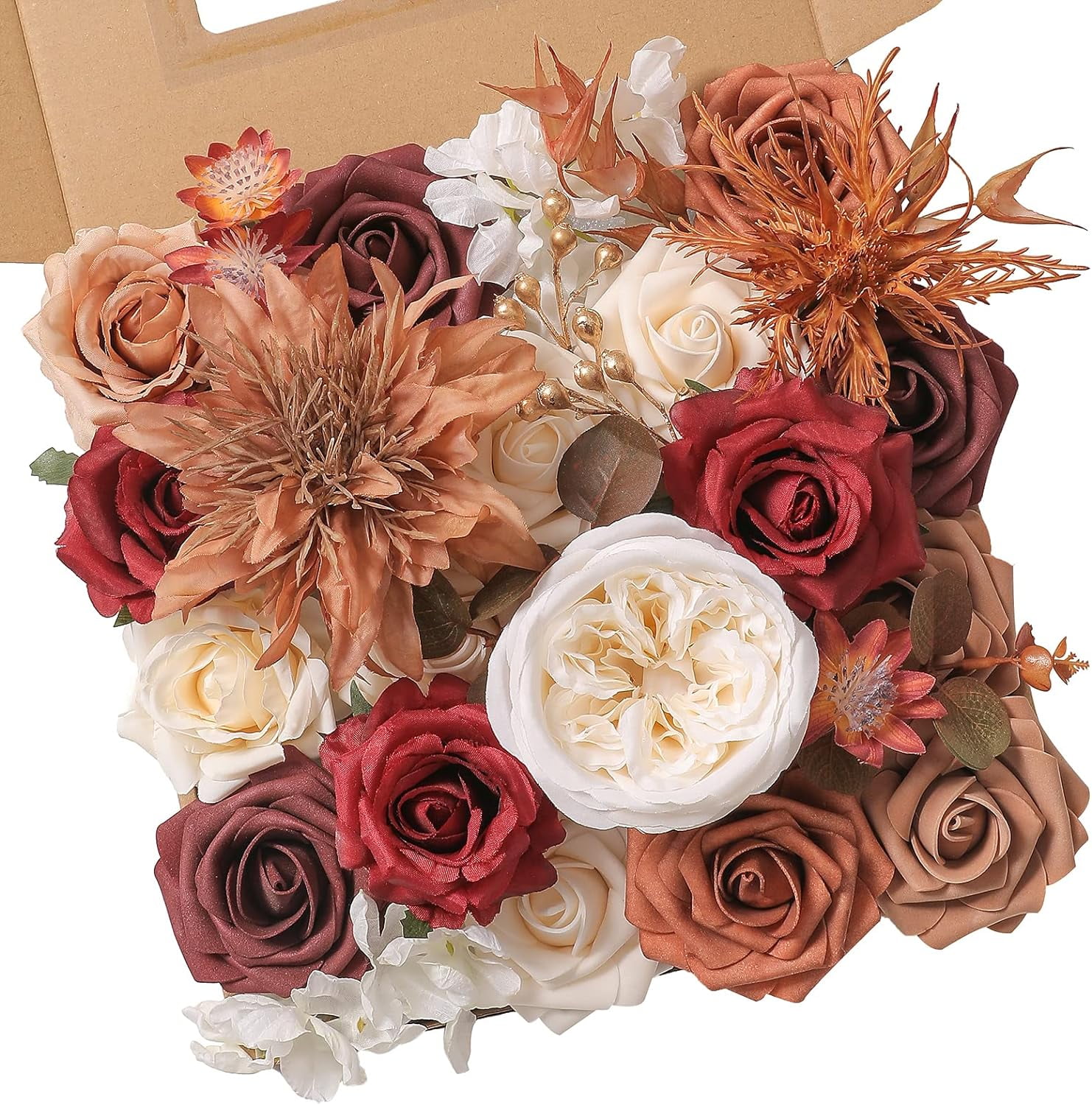 Artificial Flower Box Set Silk Fake Flowers for DIY Wedding Hand ...