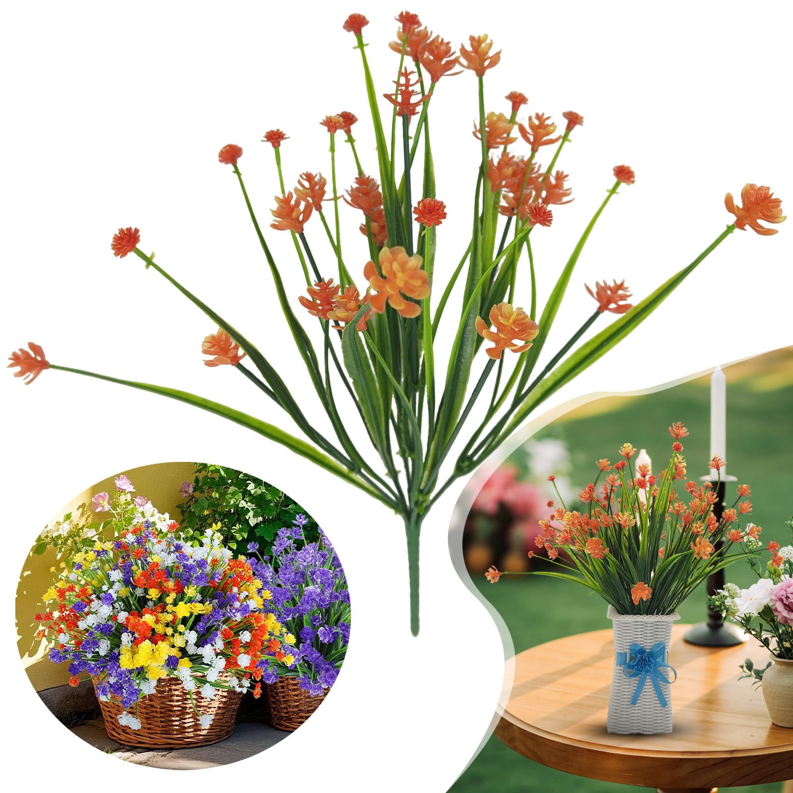 Artificial Flower Bush Outdoor Decorative Plants, Realistic Plastic ...