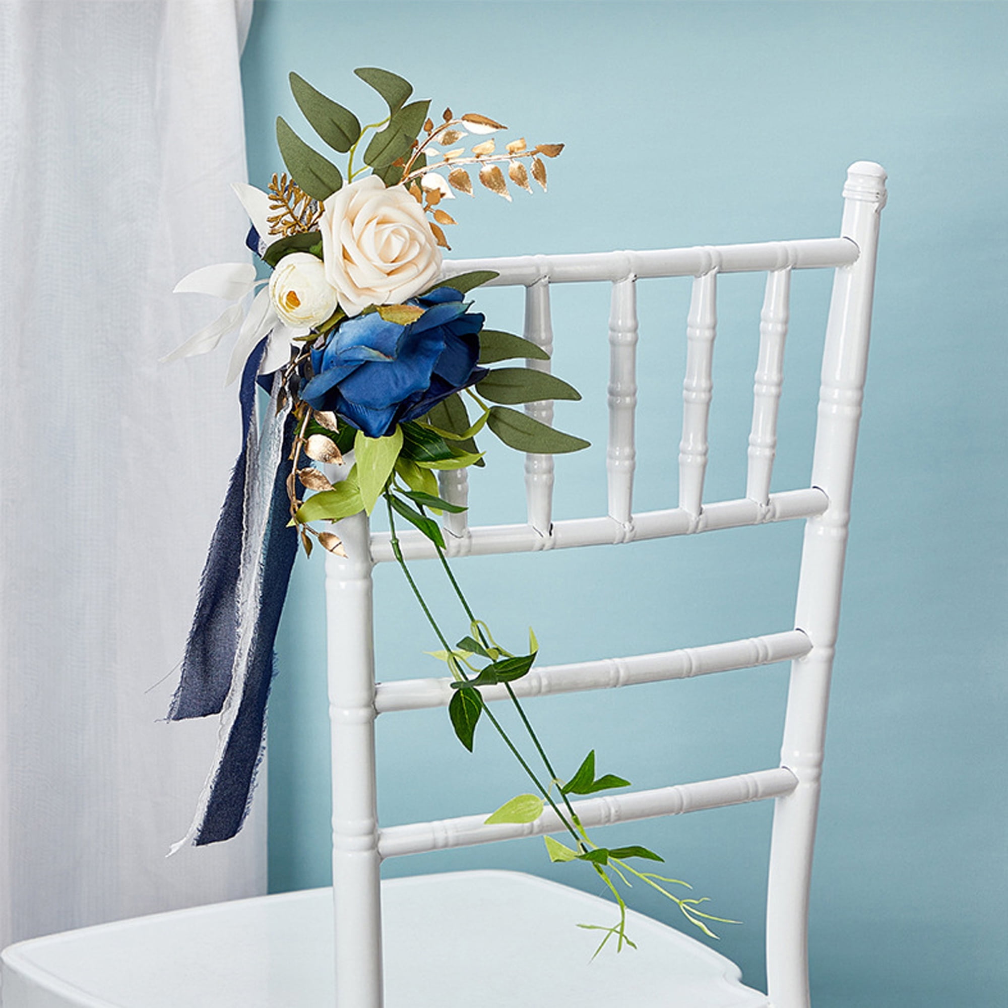Artificial Flower Chair Sashes Elastic Chair Tie Back Elegant Chair ...