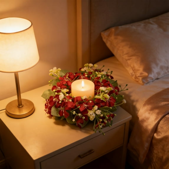 Artificial Flower Garland and Candle Ring for Wedding, Party, and Home ...