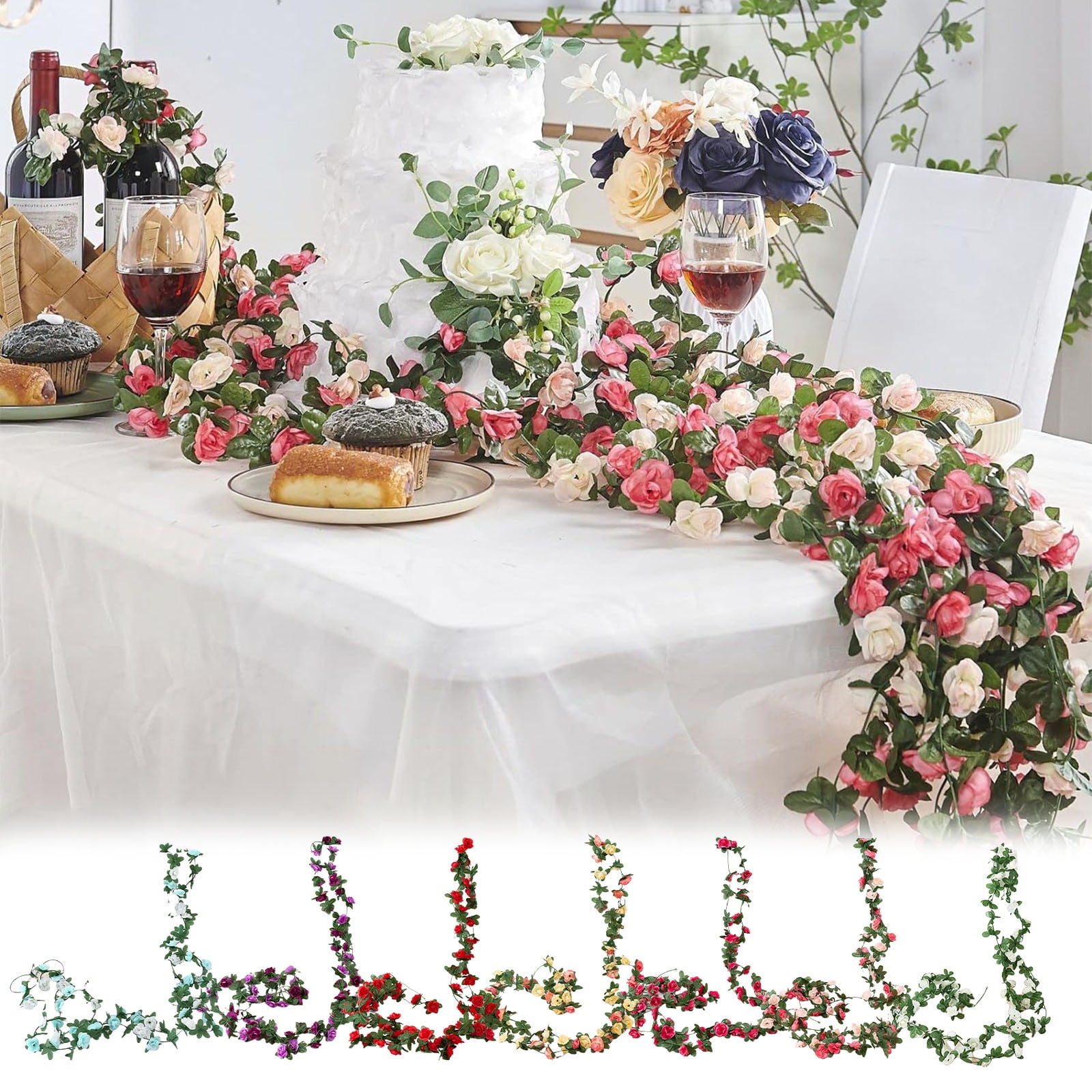 Artificial Flower Garland Peony Flowers Garland Hanging Silk Plants For ...