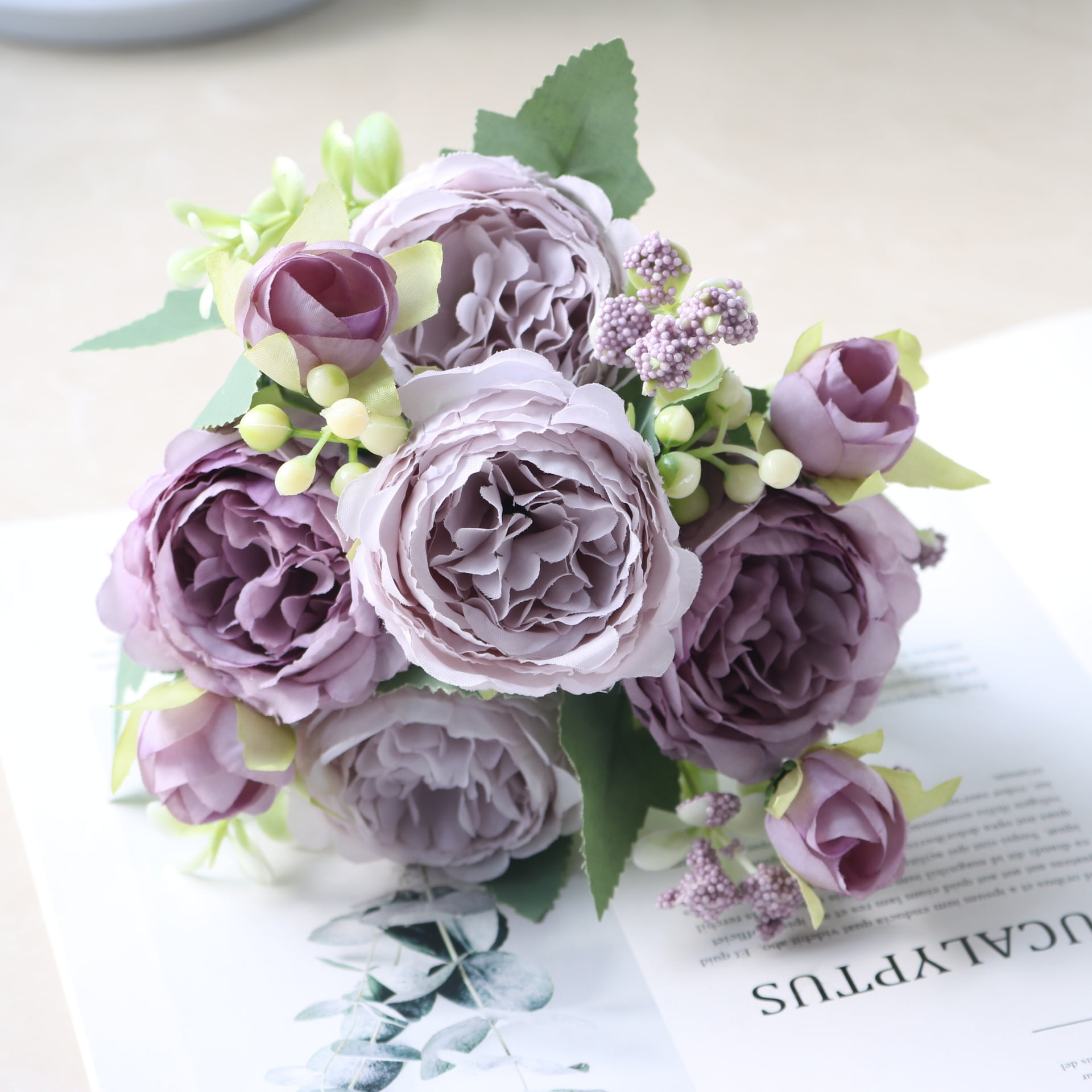Artificial Flower Heads 5 Big Head 4 Small Bud Bride Decorations ...