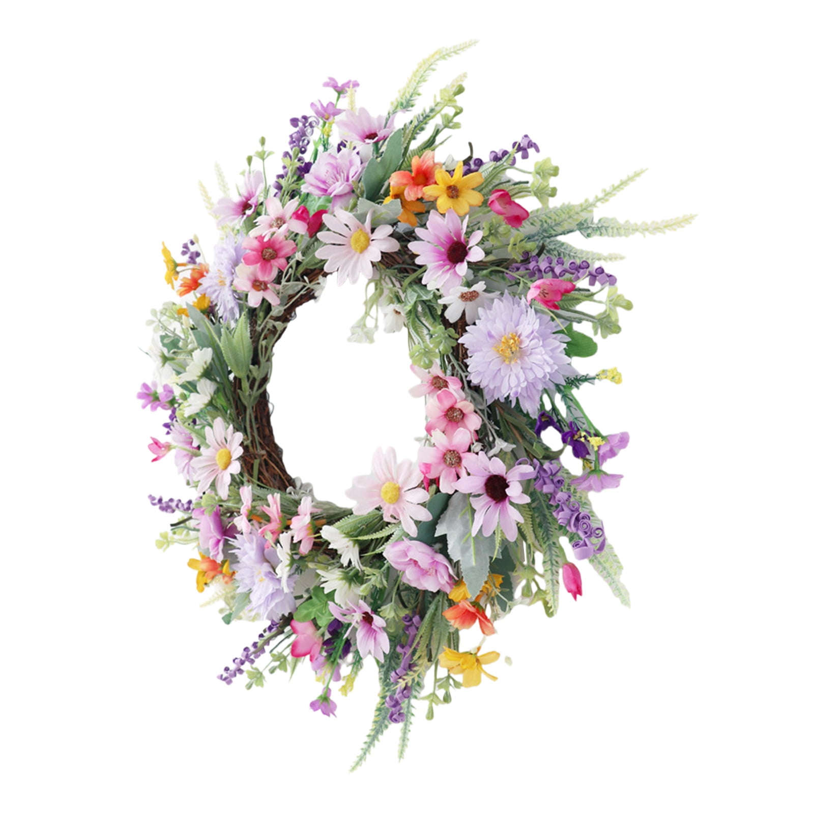 Artificial Flower Leaves Wreath 15Inch Realistic Flower Wreath Spring ...