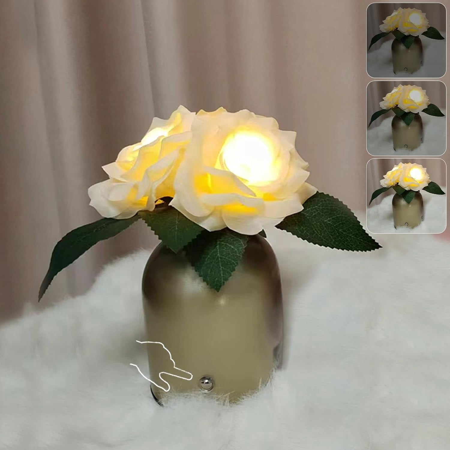 Artificial Flower Night Light, Touch Infinitely Dimming Rechargeable ...