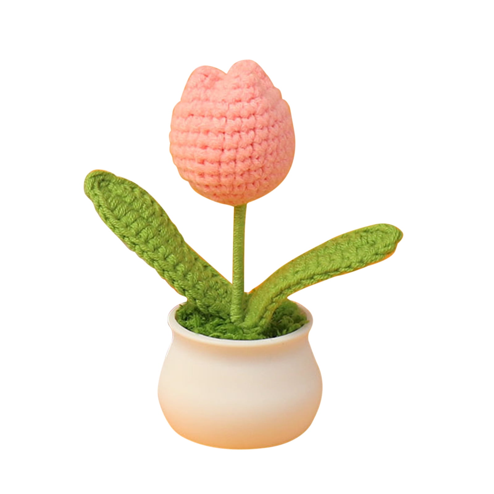 Artificial Flower Pot | Mini Woolen Crochet Potted Plant for Car ...