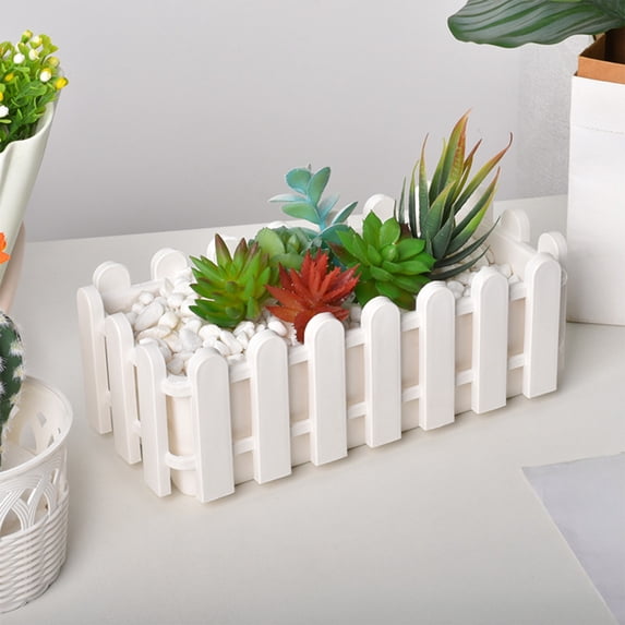 Artificial Flower Pot, White Plastic Succulent Planter Durable DIY ...
