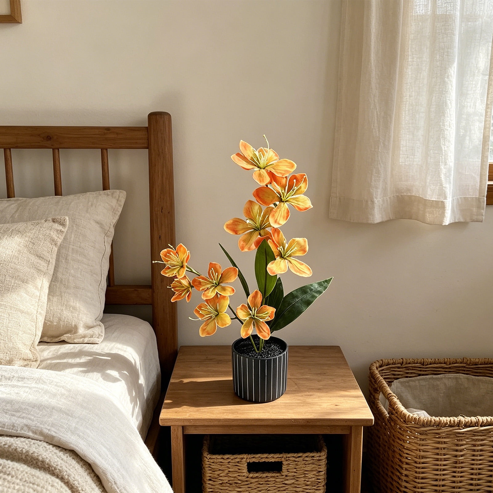 Artificial Flower Potted Plant with Realistic Layered Petals for Home ...