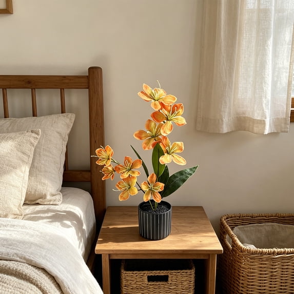 Artificial Flower Potted Plant with Realistic Layered Petals for Home ...