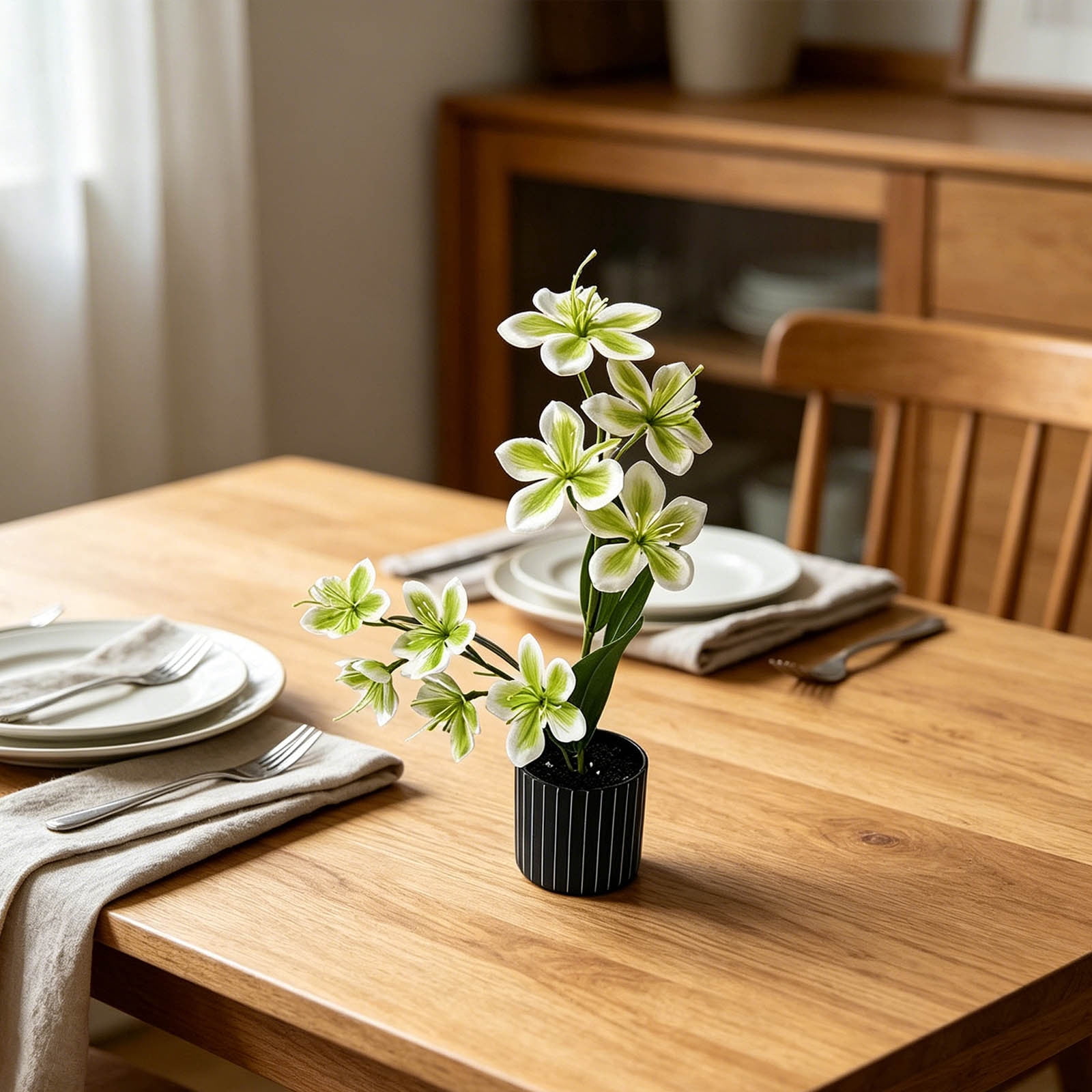 Artificial Flower Potted Plants, Faux Potted Flowers In Pot, Realistic ...