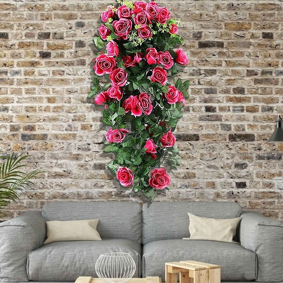Artificial Flower Rattan Fake Plant Vine Decoration Wall Hanging Roses ...