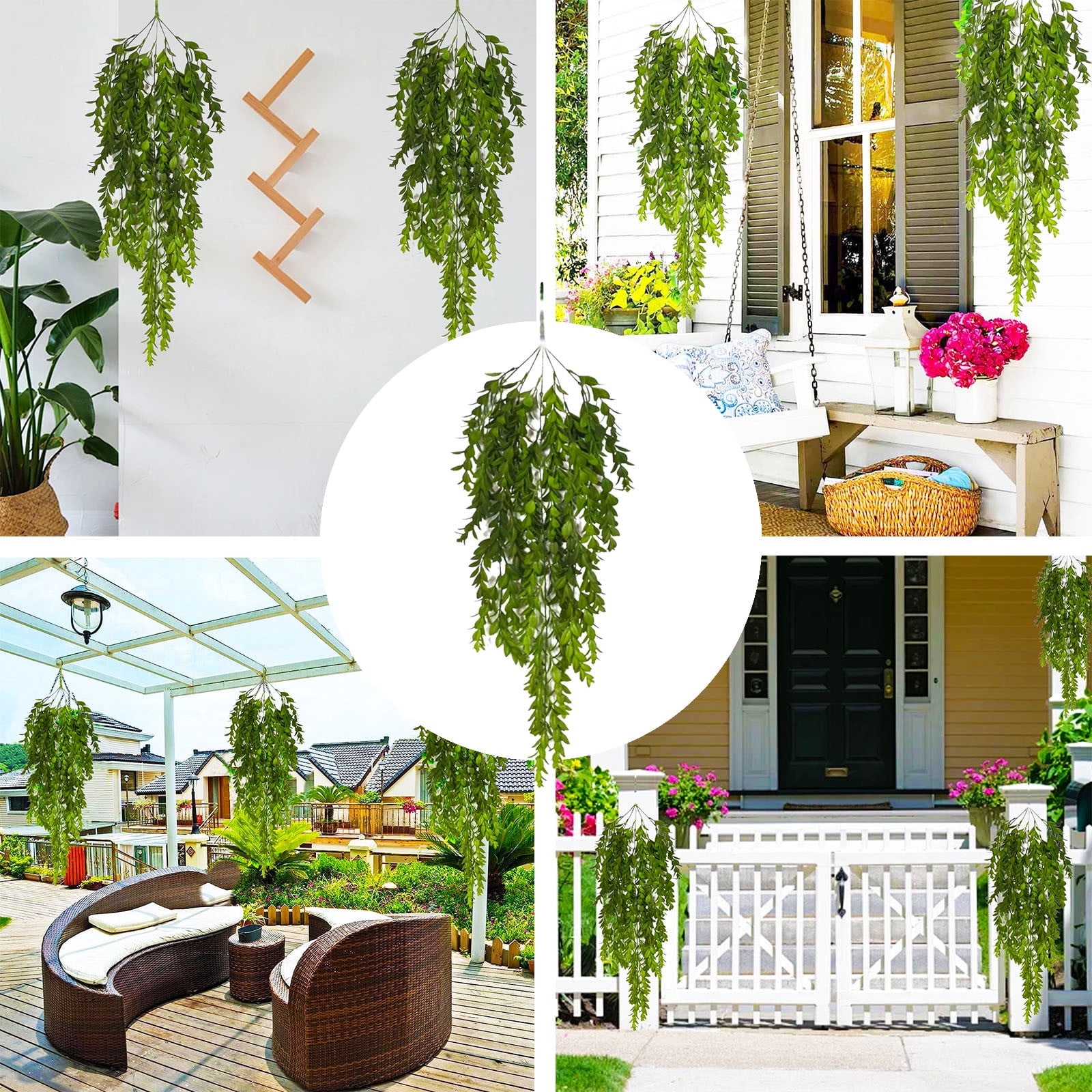 Artificial Flower Rattan Wall Hanging, Green Plant Simulation, 24 ...