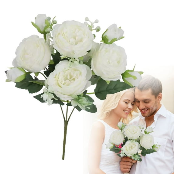 Artificial Flower, Realistic Faux Flowers, 5 Heads Artificial Roses ...