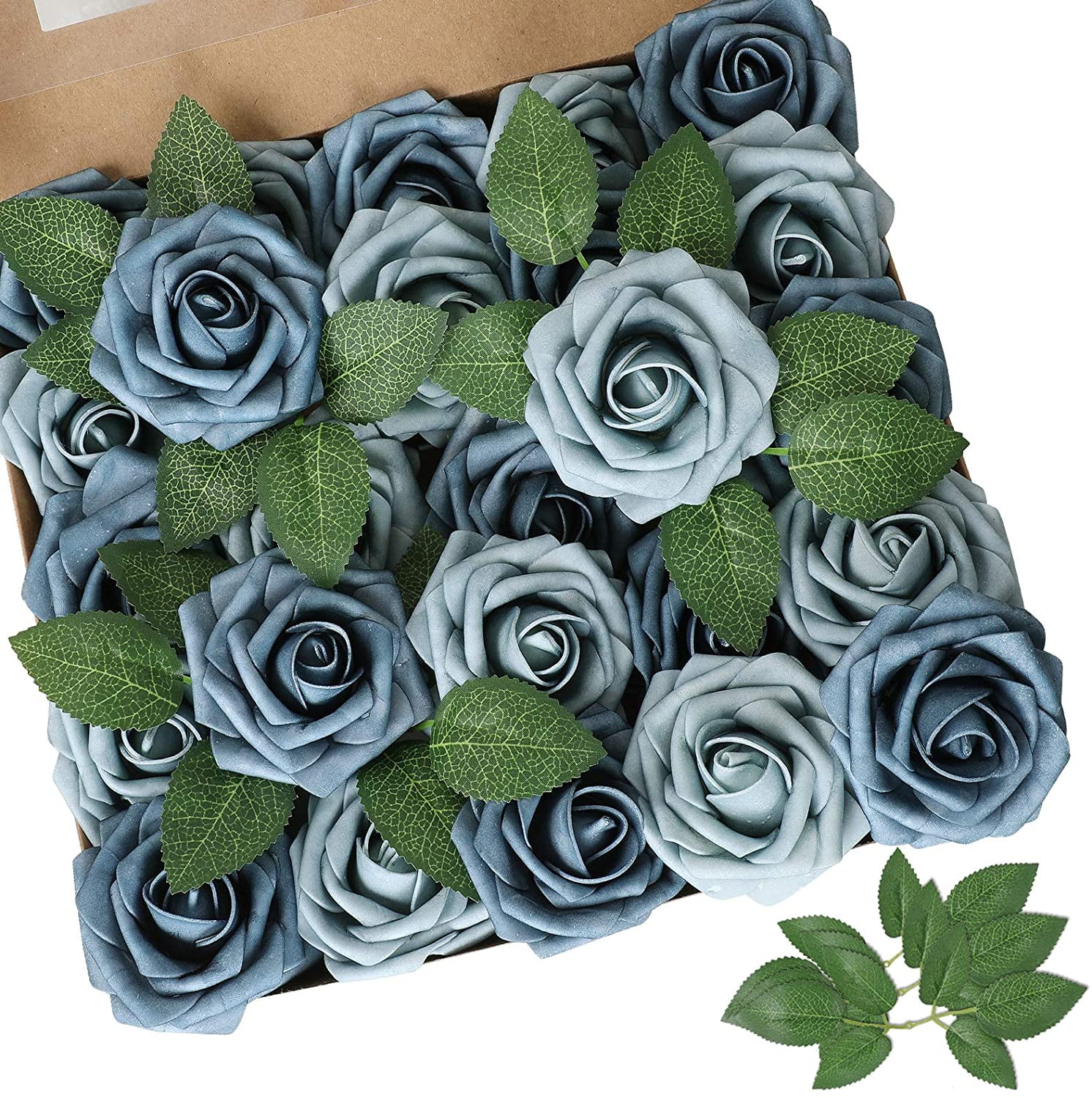 Artificial Flower Red Rose 25pcs Real Looking Fake Roses w/Stem for DIY ...