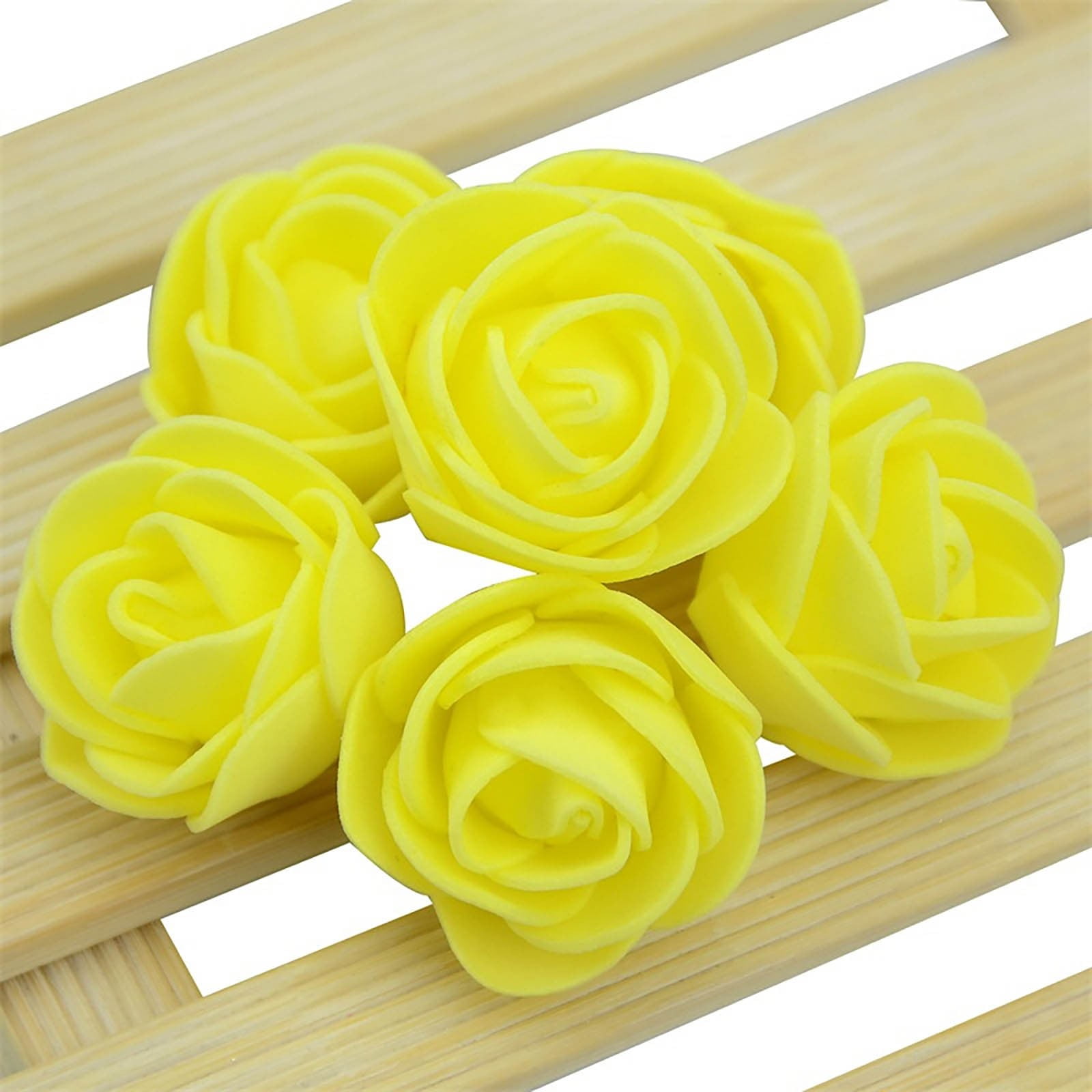 Artificial Flower Rose Head Foam Fake Rose Yellow-Artificial Flowers ...