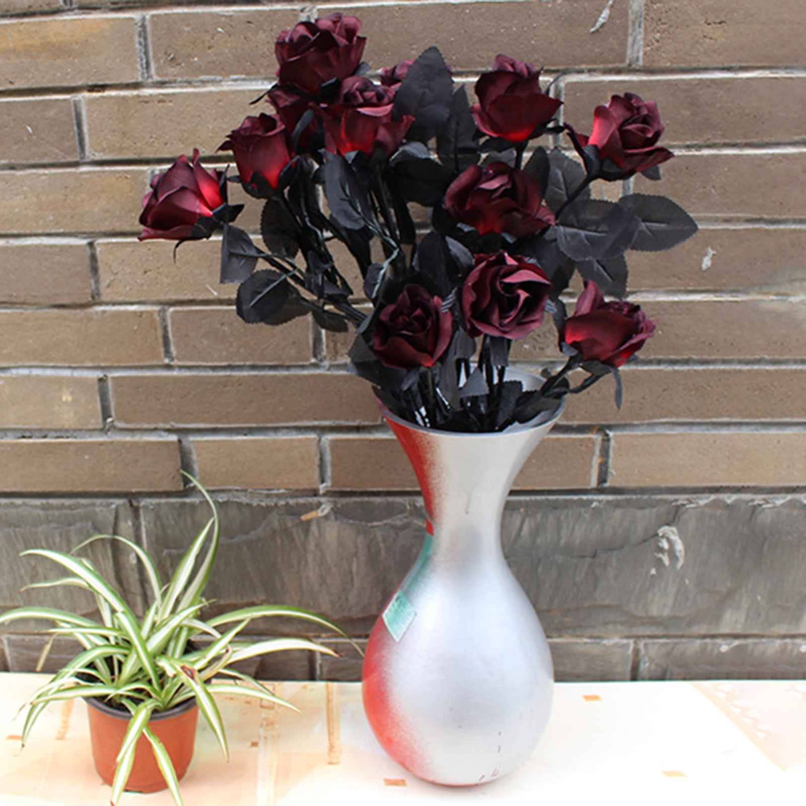 Artificial Flower Rose with Stem 1Pc Fake Flowers Silk Plastic ...