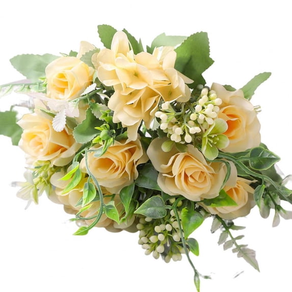 Artificial Flower Roses Bouquet Eucalyptus White Rose Fake Flower ...