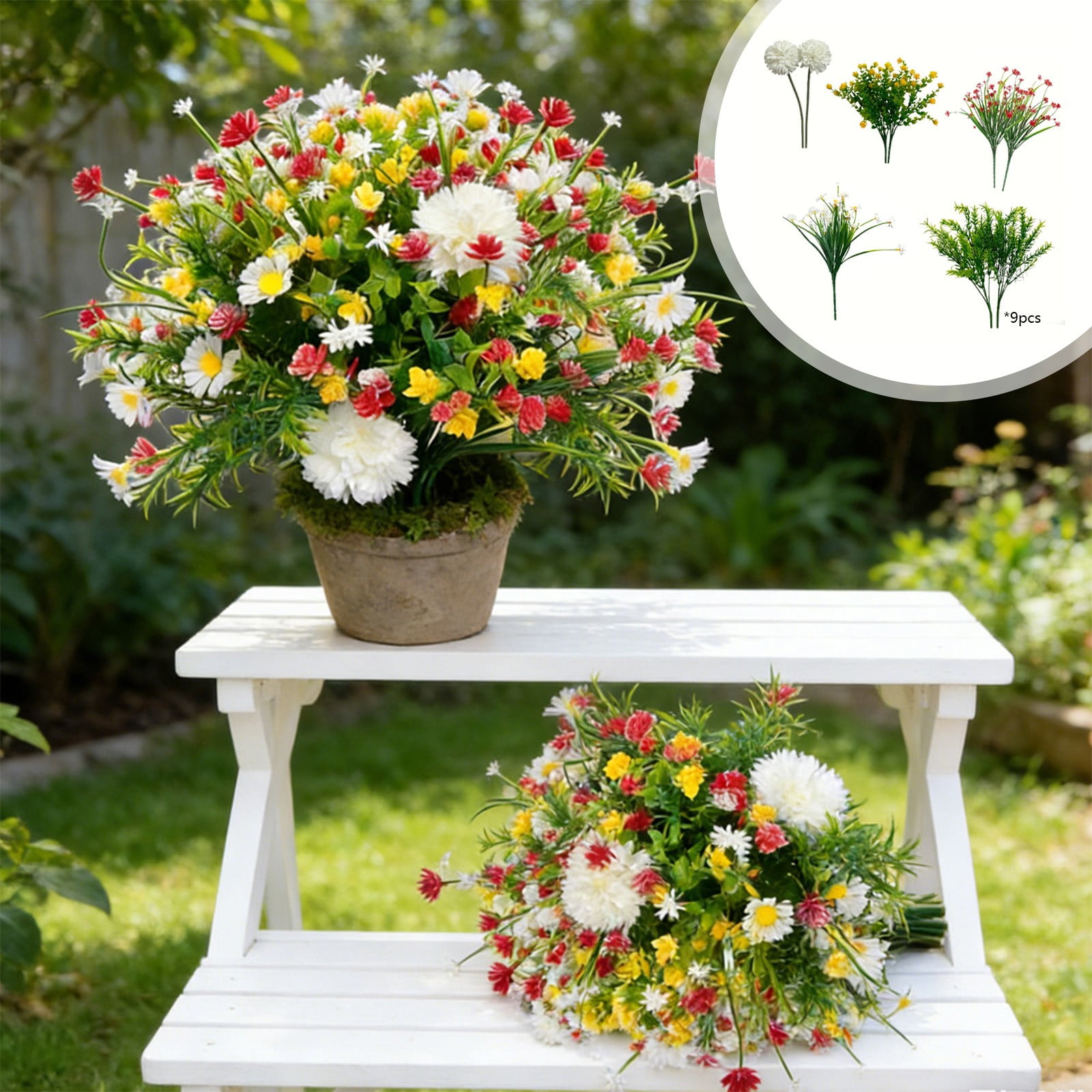 Artificial Flower Spring European Wildflower Arrangement with ...