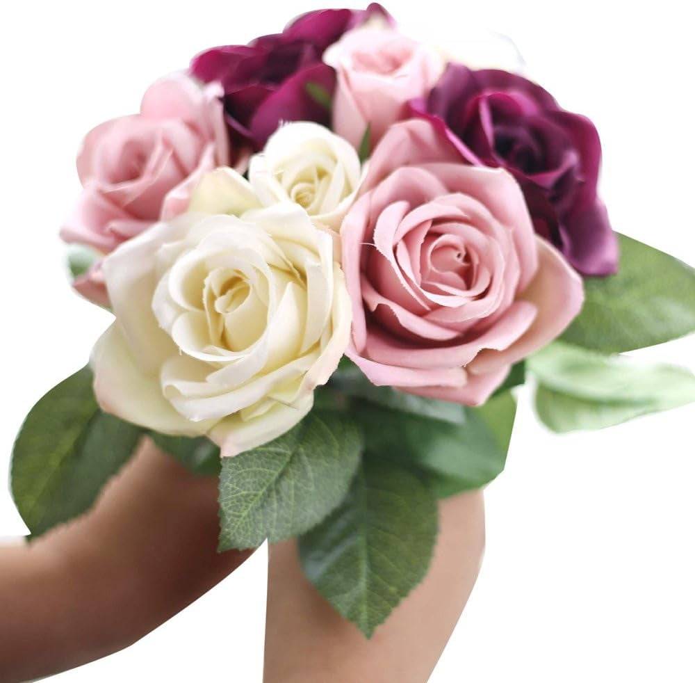 Artificial Flower Stems Mix Faux Rose Flowers with Stem Fake Flower ...