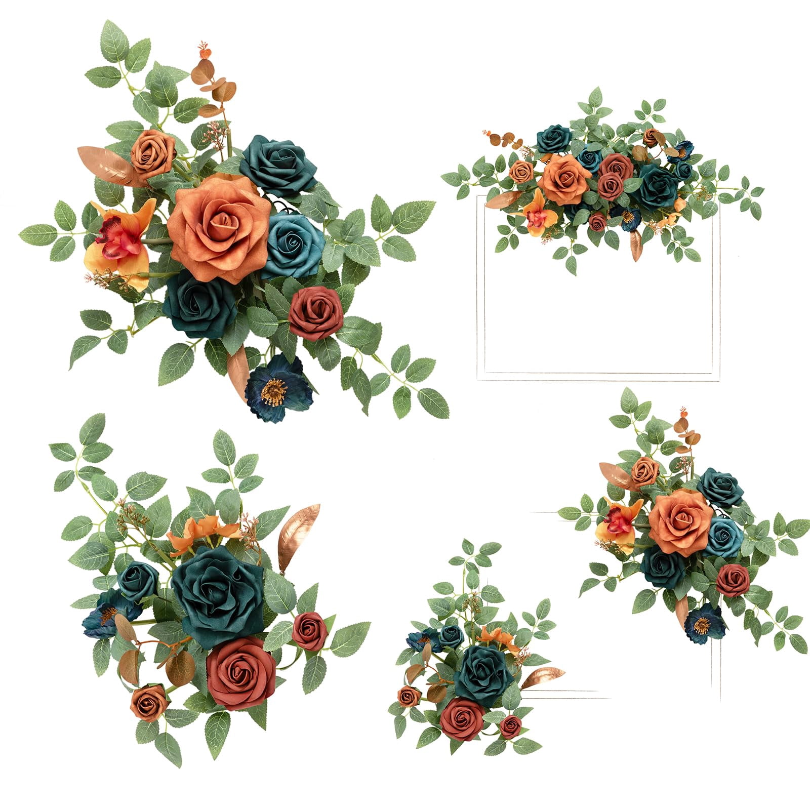 Artificial Flower Swag Or-dark Teal & Burnt Orange Wedding Home Decor ...