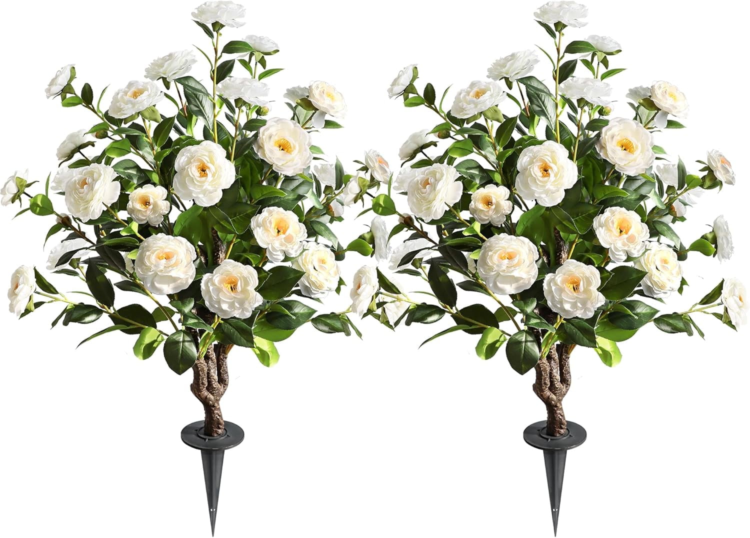 Artificial Flower Trees Indoor, 【 2 Pieces 】 Faux Floral Plants 36 Inch Faux Blooming Camellia ...