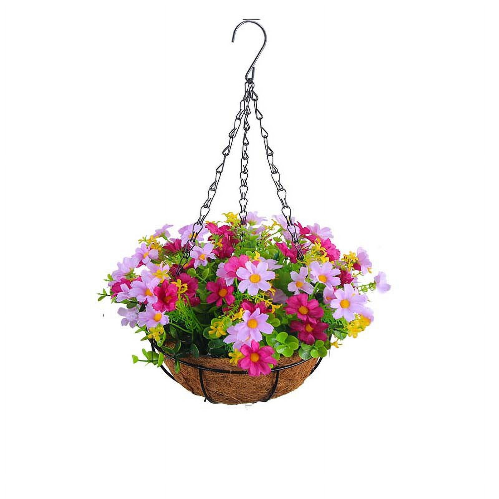 Artificial Flower, Tyeign Outdoor Hanging Flowers with Basket Hanger ...