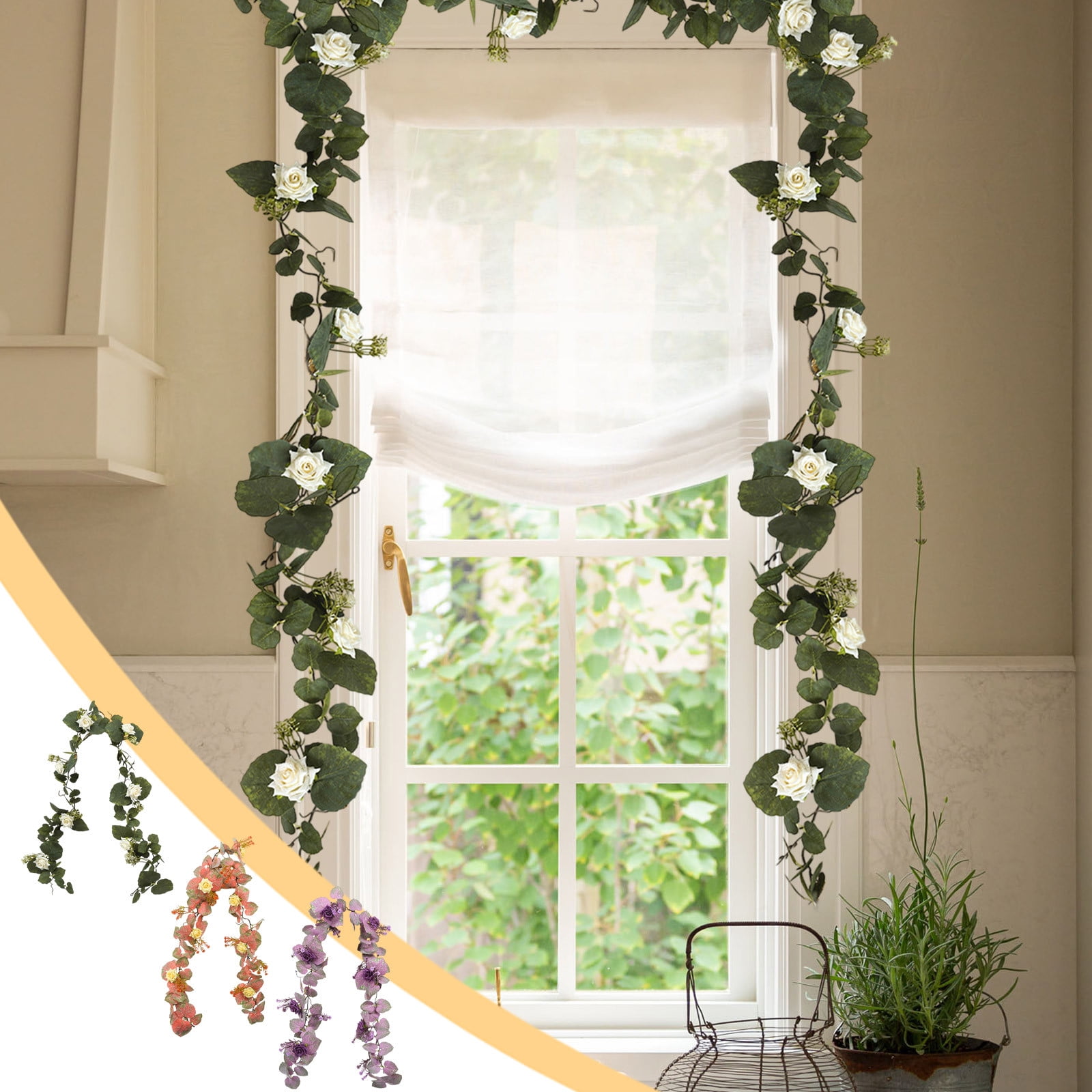 Artificial Flower Vines, Eucalyptus Rattan Simulation, Realistic Wet ...