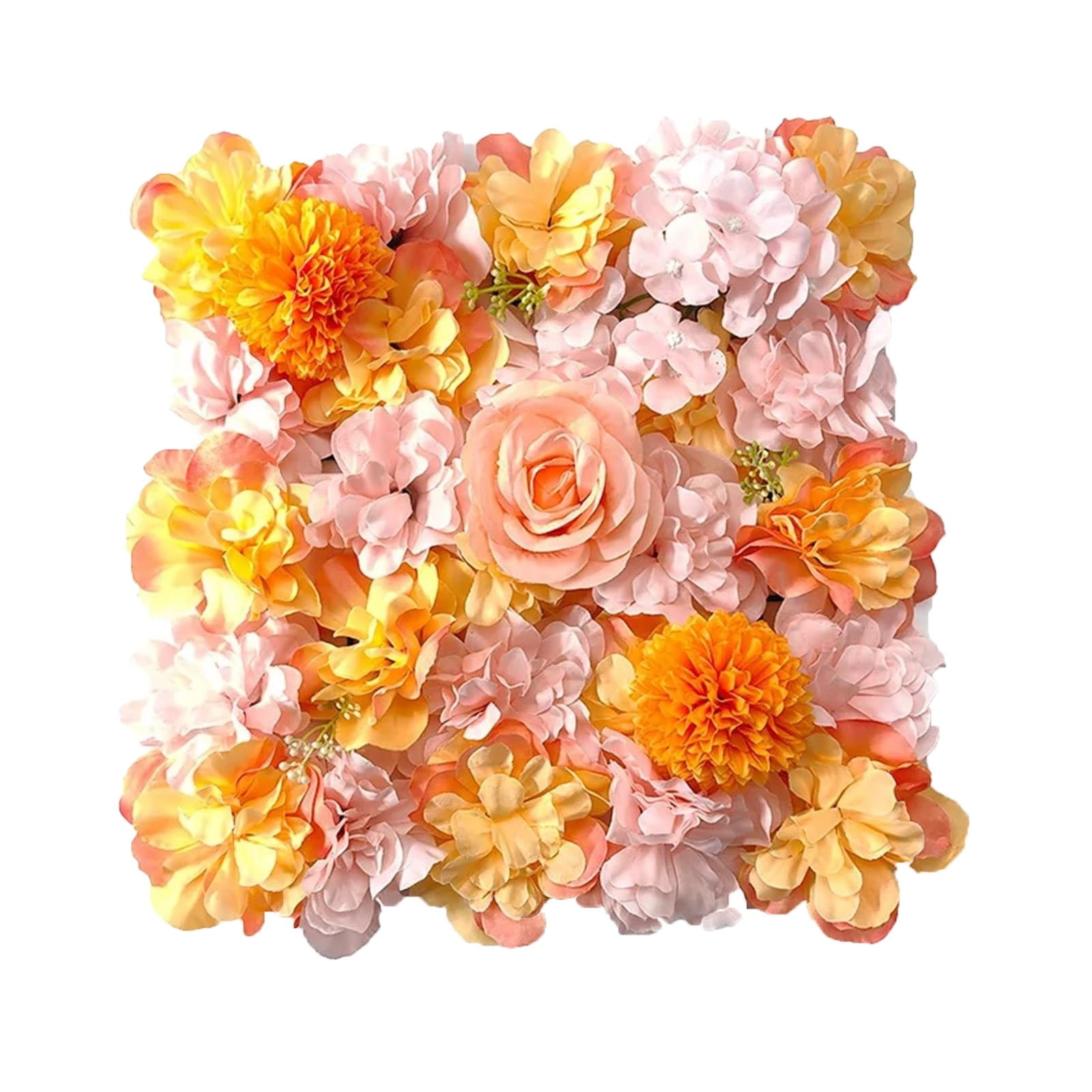 Artificial Flower Wall Panel, 3D Rose Decoration Orange Yellow ...