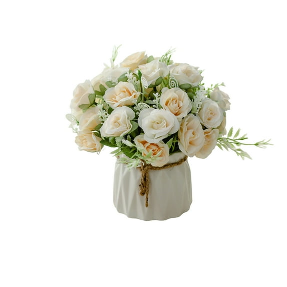 Artificial Flower With Small Ceramic Vase Fake Silk Variety Flower ...