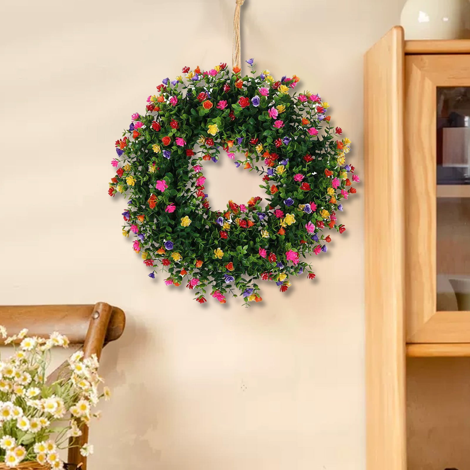 Artificial Flower Wreath Under $5! Kadlawus Artificial Floral Wreath ...