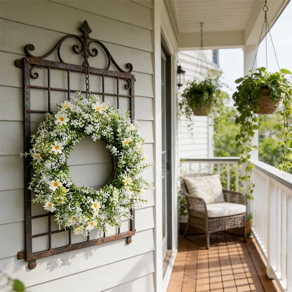 Artificial Flower Wreath with Eucalypt Accent, Realistic Greenery and ...