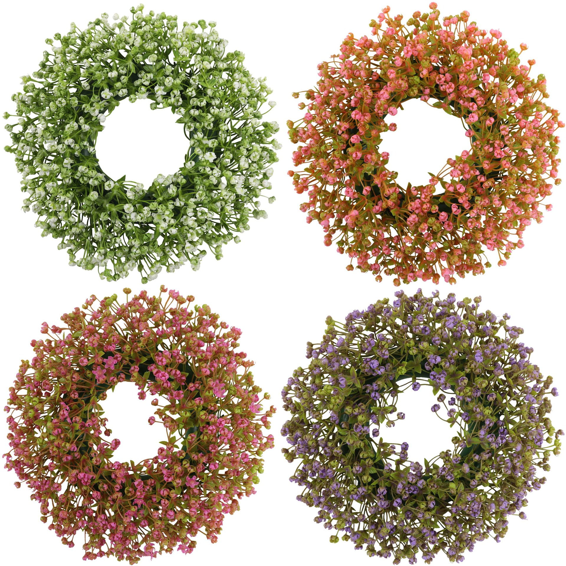 Artificial Flower Wreath,Fake Babys Breath Wreath Wreath with Green ...
