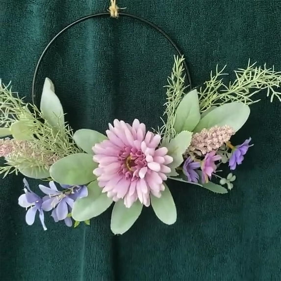 Artificial Flower Wreath, Front Door and Wall Decor with Iron Ring and ...