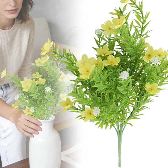 Artificial Flowers,1 Bundles Artificial Flowers Cemetery Flower Plastic ...
