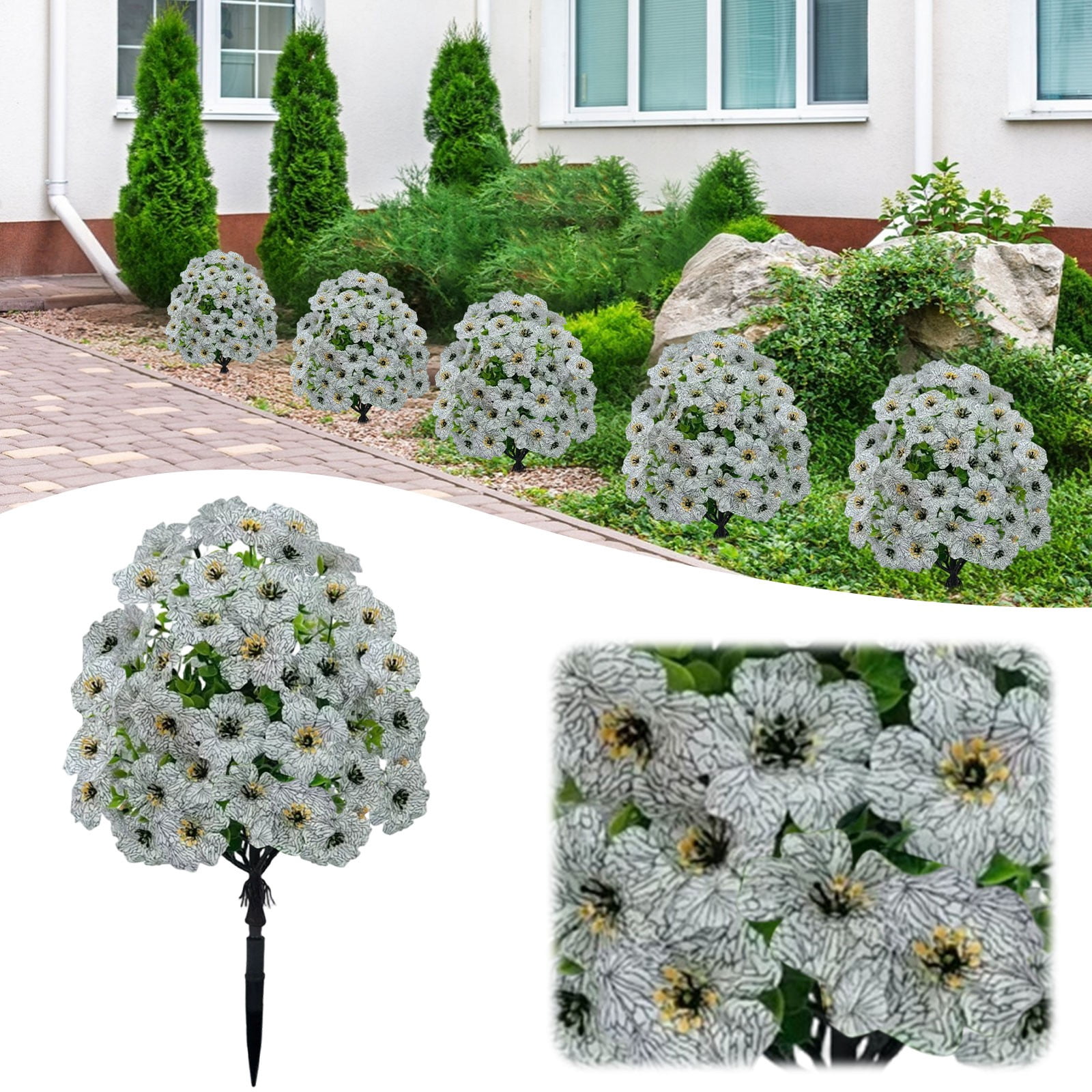 Artificial Flowers 1 Greenery Shrub with Ground Stake for Farmhouse ...