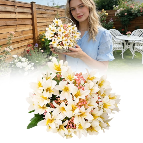 Artificial Flowers 1 Stem 13 Inch Realistic Lily for Wedding Bouquet ...