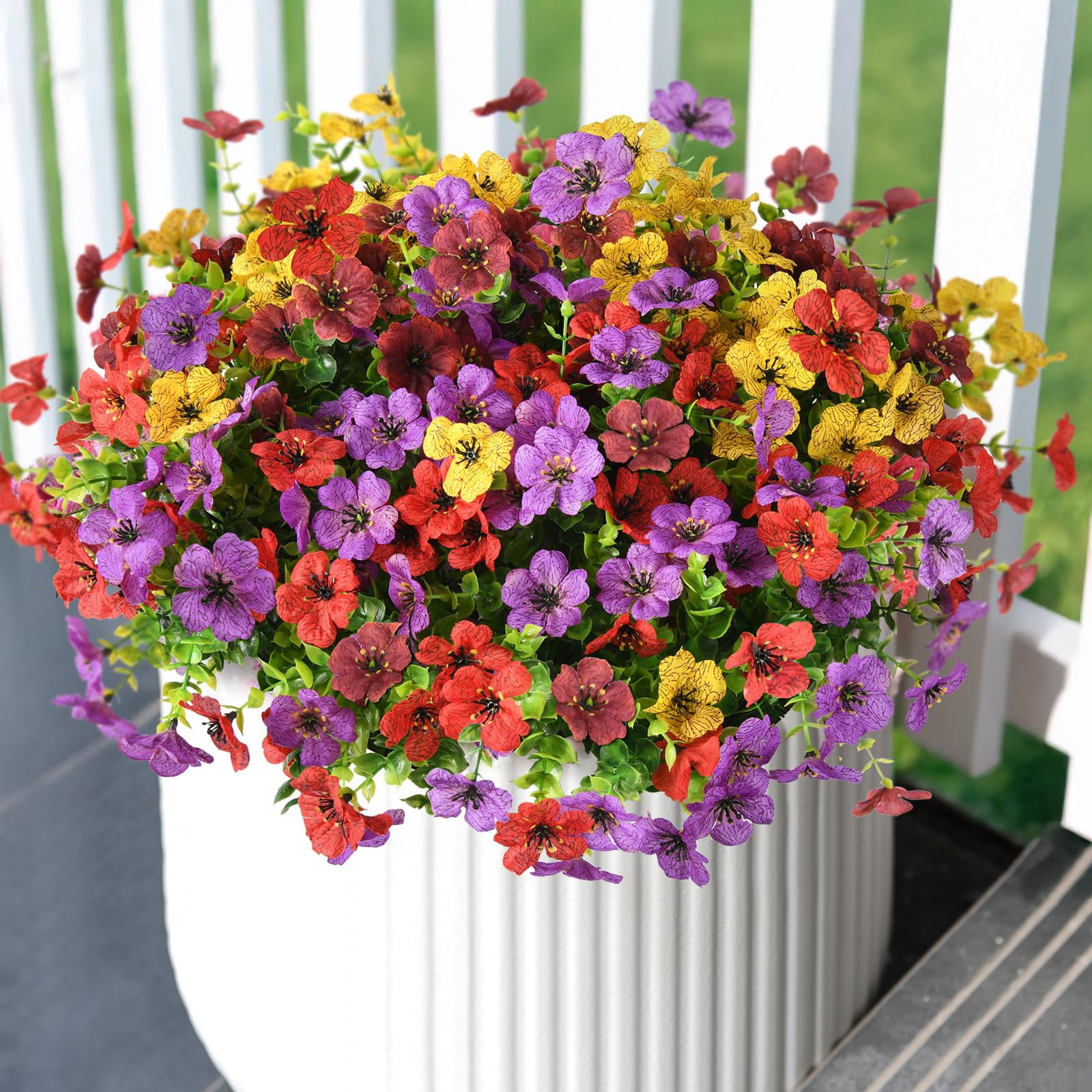 Artificial Flowers 12 Count Yellow Purple Red Brown Plastic UV ...