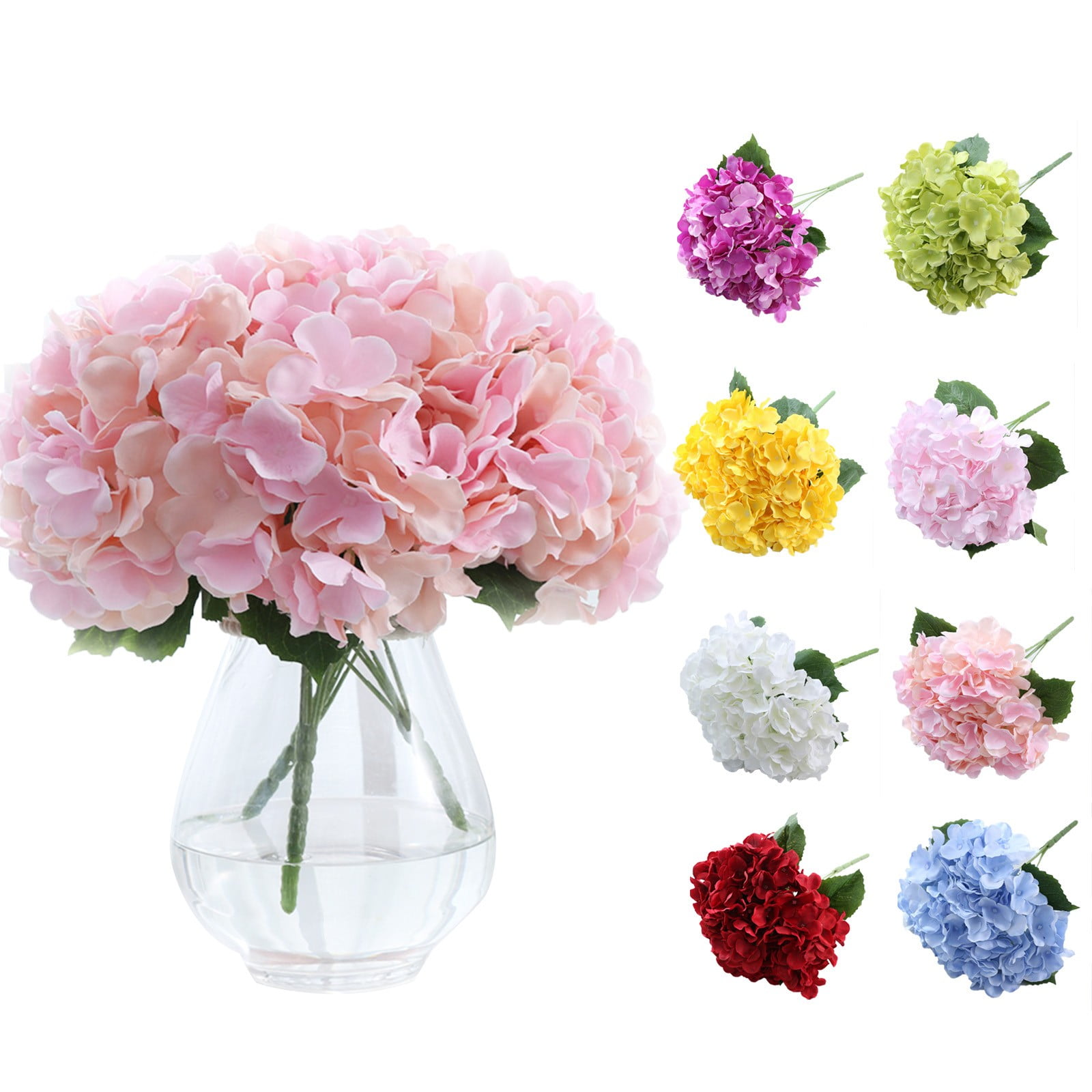 Artificial Flowers, 13 Inch Long Stem Silk Hydrangea, Fake Peony Silk ...