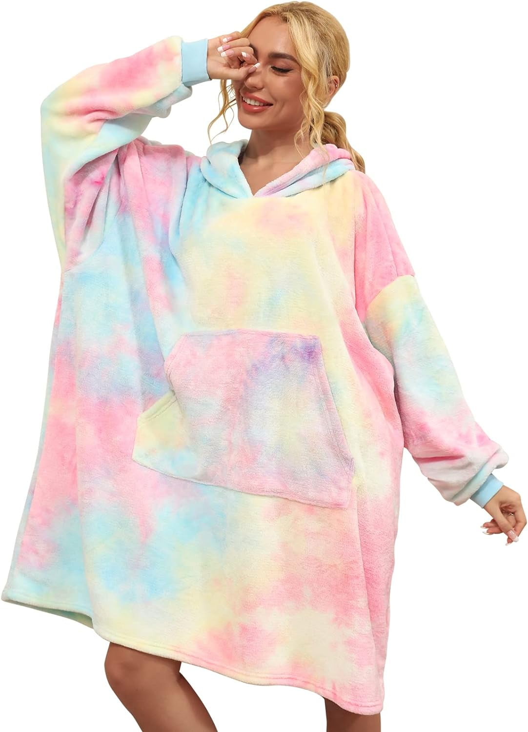 Wearable Blanket Hoodie for Women Girls - Fleece Oversized Sweatshirt ...