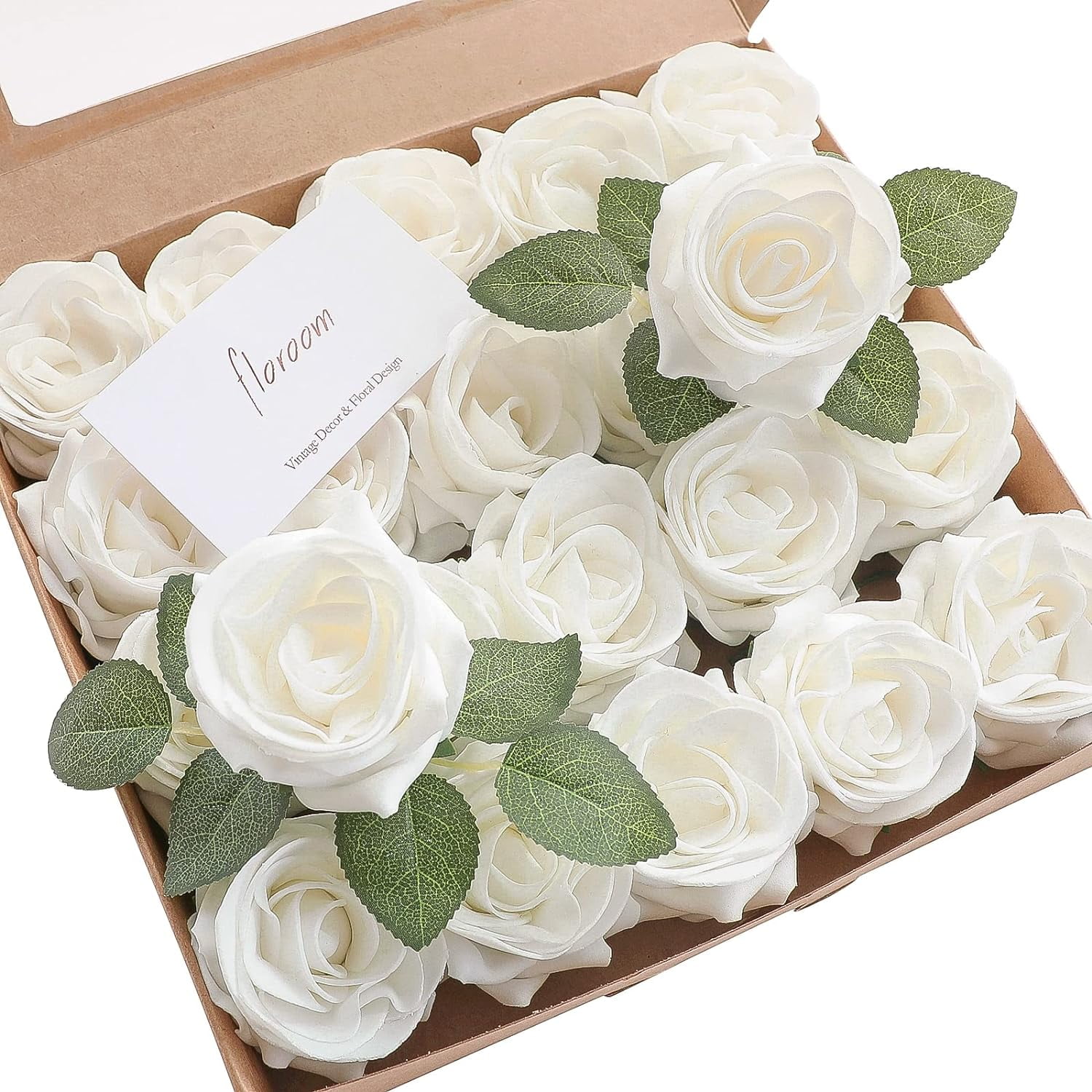 Artificial Flowers 20pcs Real Looking Ivory High-Centered Foam Fake ...