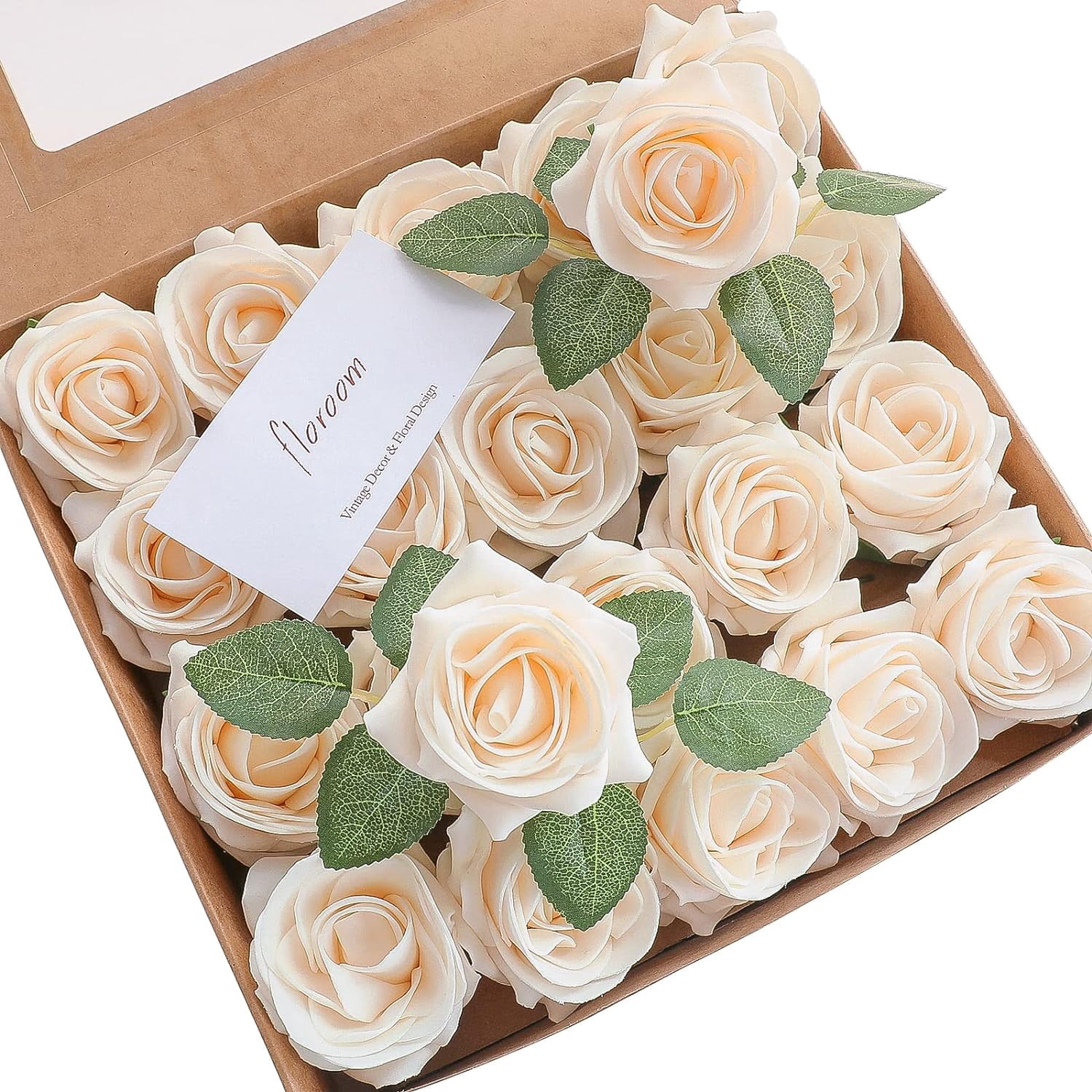 Artificial Flowers 20pcs Real Looking Ivory High-Centered Foam Fake ...
